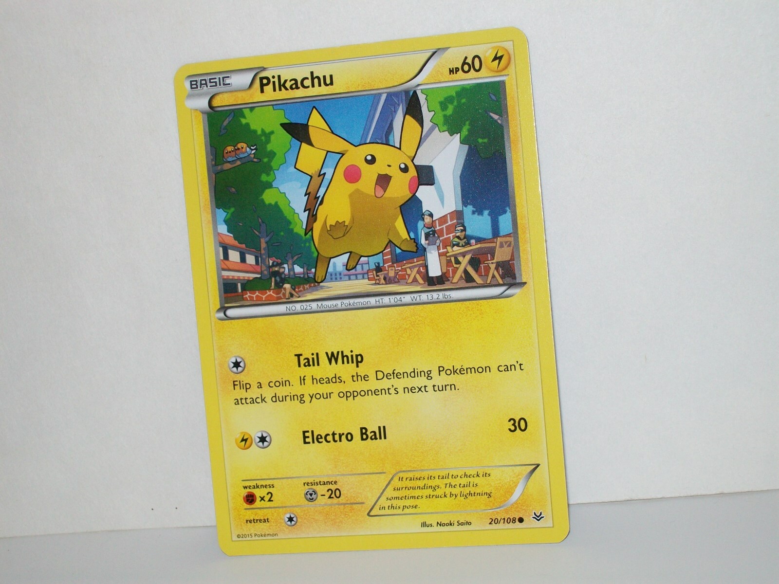 Pikachu 20/108 Pokemon Card XY Roaring Skies Tail Whip Power Mint New ...
