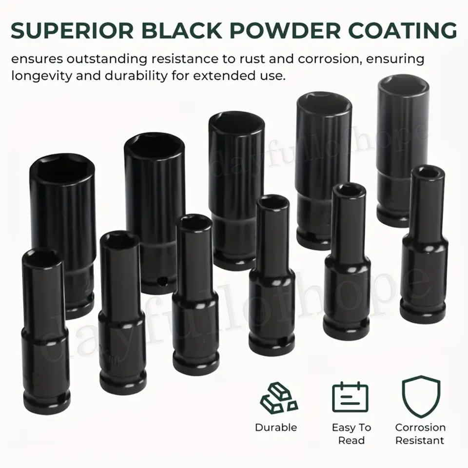 20PCS Deep Impact Socket Set 1/2 Inch Drive Long Reach Impact Sockets ...