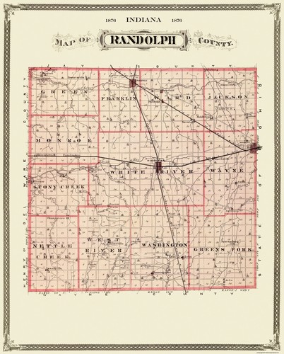 Historic County Map - Randolph County Indiana - Andreas 1876 - 23 x 28. ...