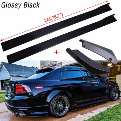 78.7" Side Skirt Splitter Lip + Rear Bumper Diffuser Canard For Acura ...