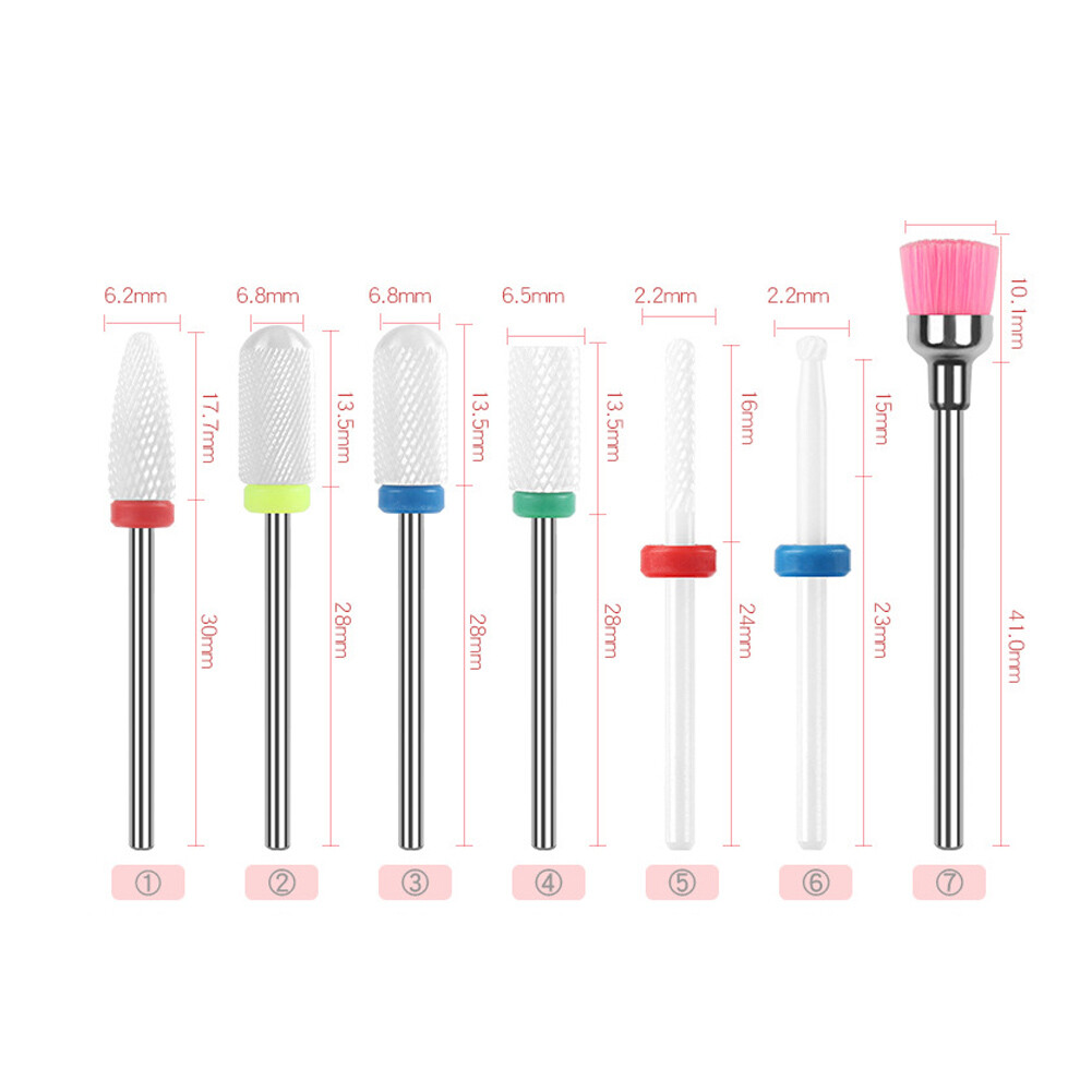 7pcs Electric Nail Drill Bits Set Manicure Polishing Machine Accessory ...