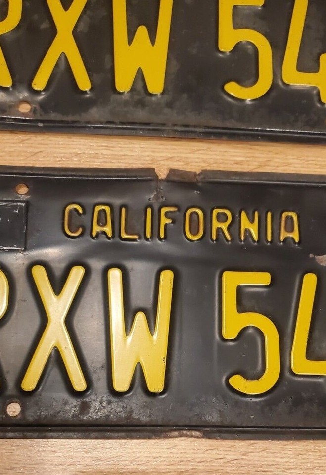 1963 California Blk/Gold TOM Pair RXW 548 License Plates Muscle Car Hot ...