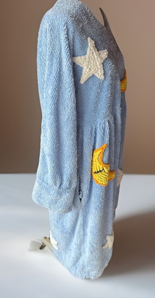 Canyon Group Chenille Blue Bath Robe Yellow Moon & White Stars Front ...