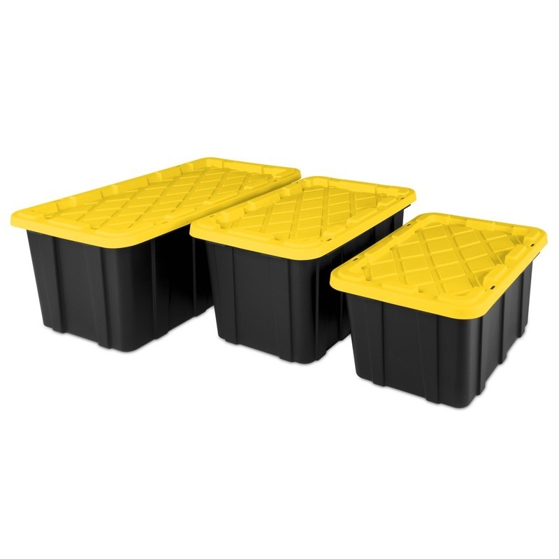 Heavy Duty Industrial Storage Totes Snap-On Lid Stackable 27 Gallon 6 ...