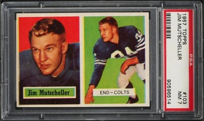 1957 Topps FB Card #103 Jim Mutscheller Baltimore Colts PSA 7 NRMT | eBay