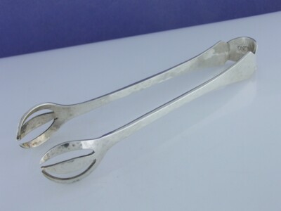 Sterling Silver Serving Tongs ARTS & CRAFTS handwrought by CJJ ~no mono ...
