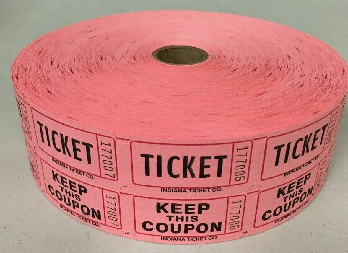 Raffle Tickets Double Stub Roll of 1900 Split the Pot 50/50 Carnival ...