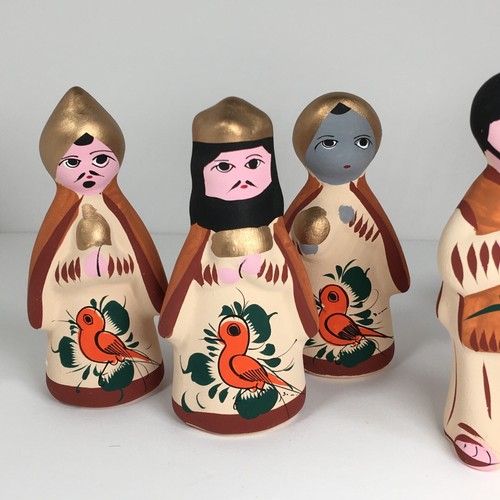 Talavera Mexican 12pc Nativity Set Hand Painted Folk Art Pottery Beige ...