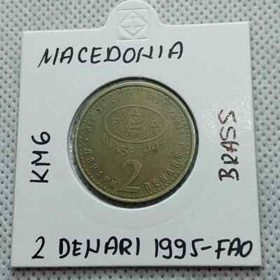 2 Denari 1995. FAO - Nickel brass, Republic of Macedonia original coin ...