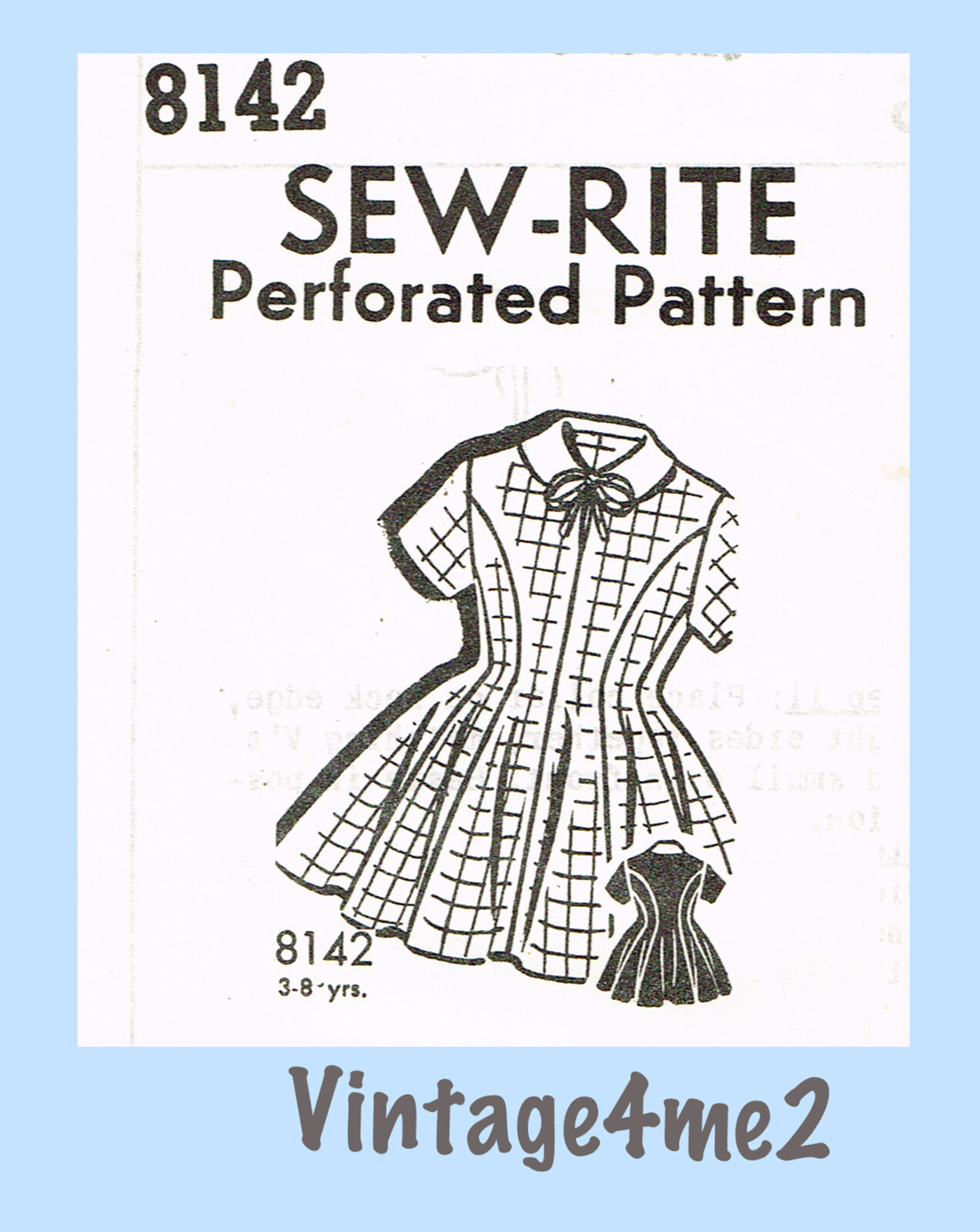 Sew Rite 8142: 1950s Cute Uncut Toldder Girls Dress Sz 3 Vintage Sewing ...