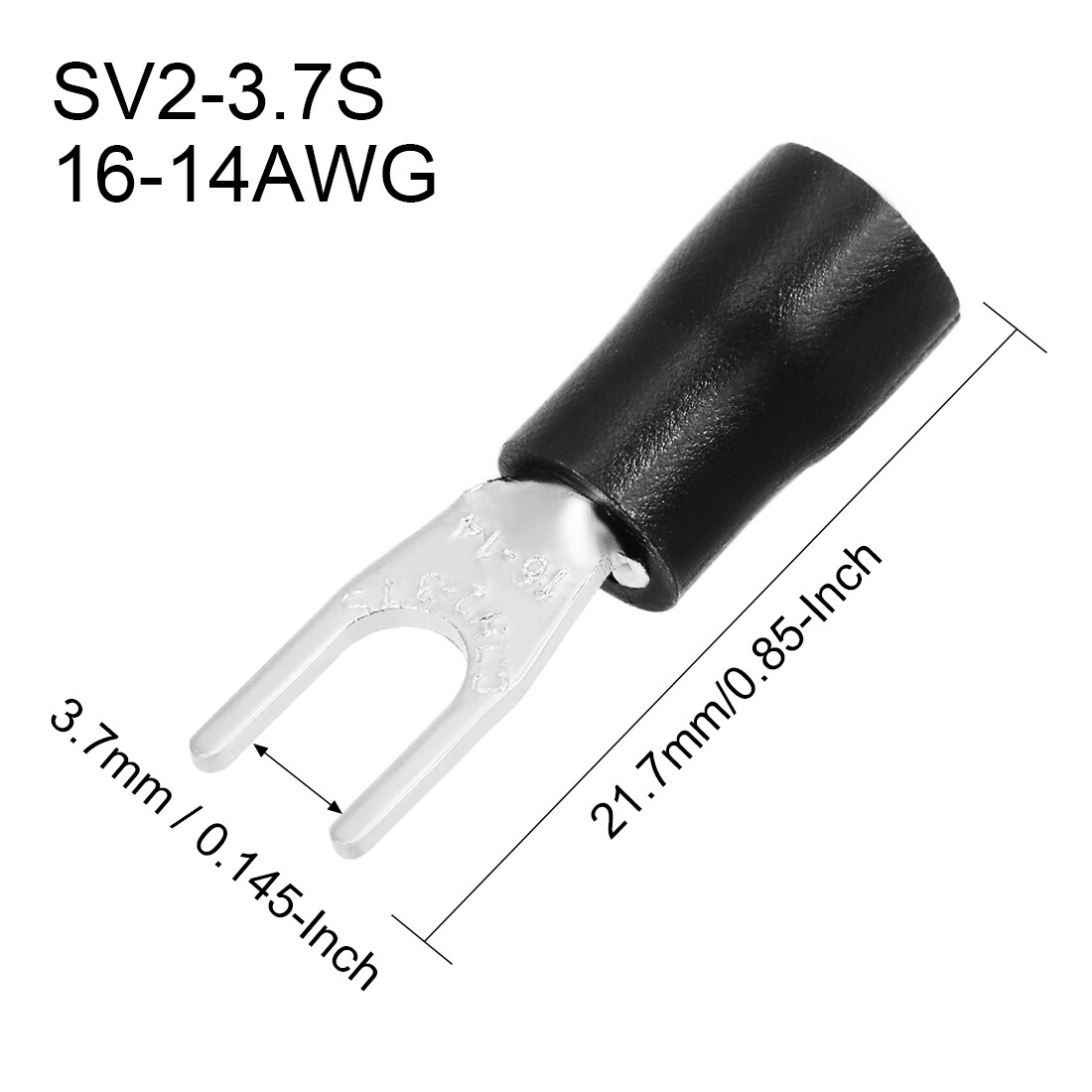 200Stk. Isolierte Crimpverbinder SV2-3,7M Gabel Anschluss Kabel 16-14AWG Schwarz | eBay