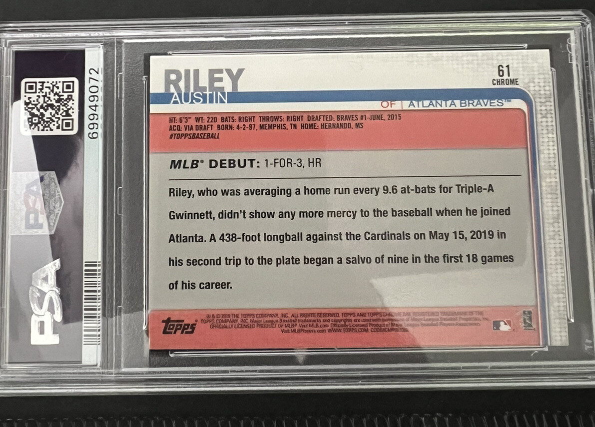 Austin Riley 2019 Topps Chrome Update Rookie Debut RC #61 Braves PSA 10 ...