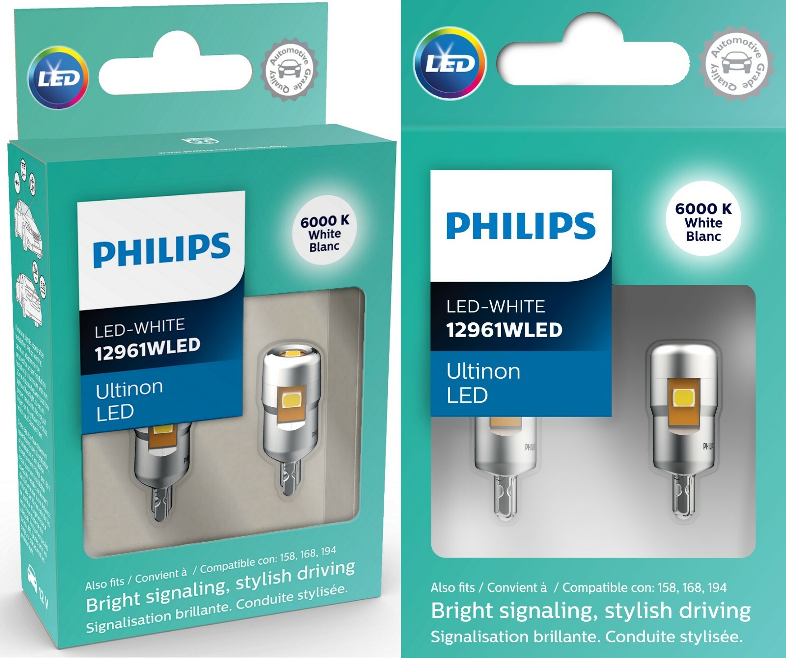 Philips Ultinon LED Light 12961 194 White Two Bulb License Plate ...