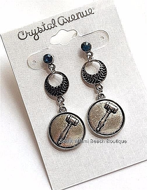 Crystal Law Earrings Silver Plated Lawyer Paralegal Attorney JD ...