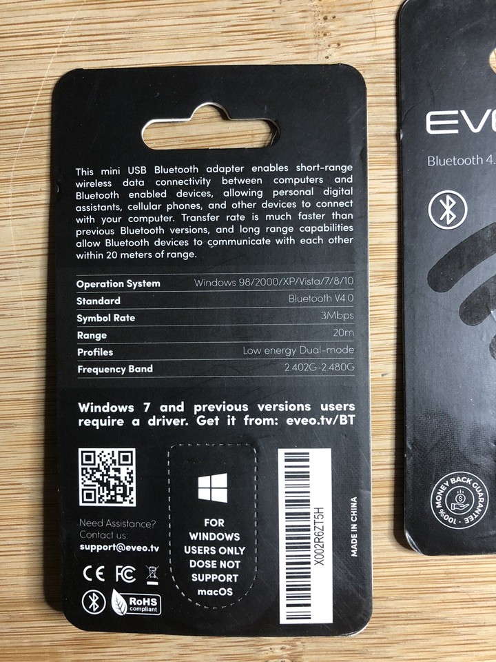 EVEO Bluetooth 4.0 Dongle Adapter Windows PC Desk/lap Stereo Keyboard ...