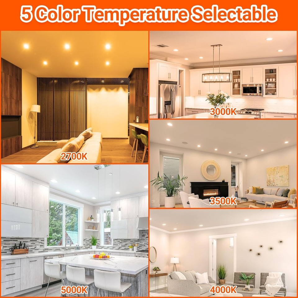 6 Inch LED Recessed Slim Pot Lights with Junction Box, Dimmable Slim ...