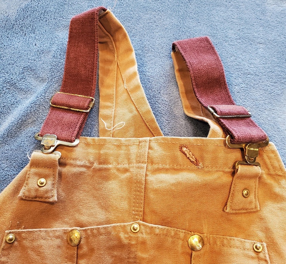 Vintage USA Carhartt Bib Overalls Men 48x30 Beige Duck Insulated Canvas ...