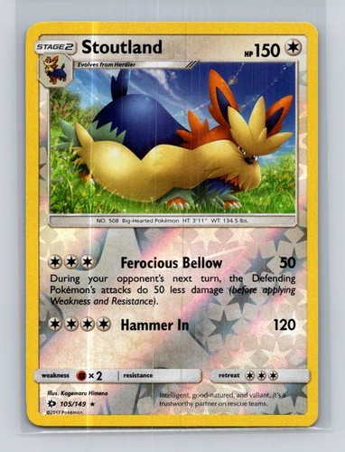 SM Base Set #105/149 Stoutland Rare Pokemon Rev Holo | eBay