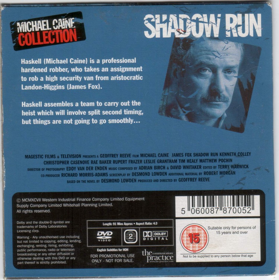 SHADOW RUN - PROMO DVD: MICHAEL CAINE, JAMES FOX, KENNETH COLLEY, TIM ...