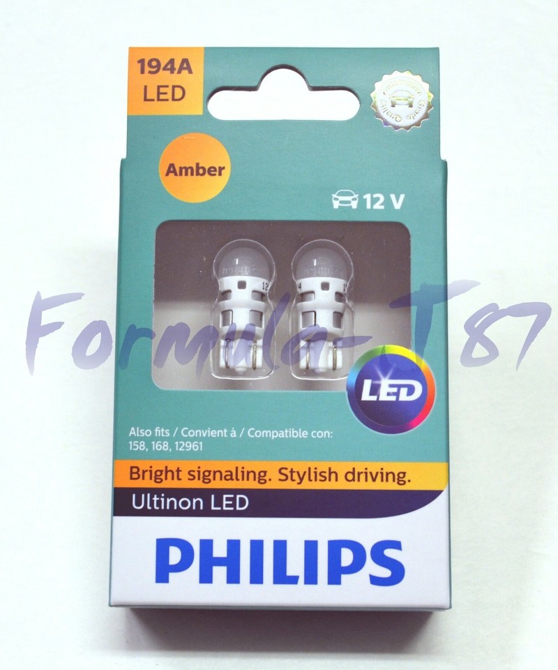 Philips Ultinon LED Light 194 Amber Two Bulb Front Side Marker Park ...