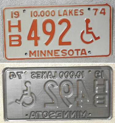 Vintage 1974 Minnesota Handicapped License Plate | eBay