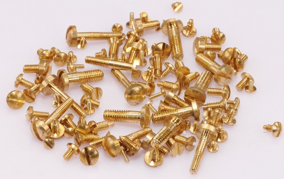 BRASS Clock Screws x100 Assorted For Movements Cases Bells Spares ...