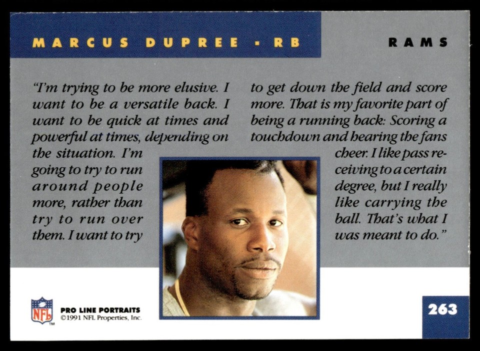 1991 Pro Line Portraits #263 Marcus Dupree Los Angeles Rams | eBay