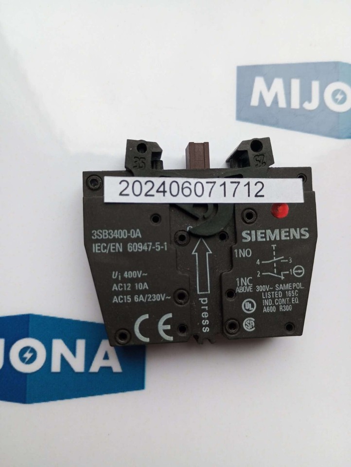 SIEMENS 3SB3400 0A 400V AC12 10A AC15 6A 230V contact block 1no 1ncNEW ...