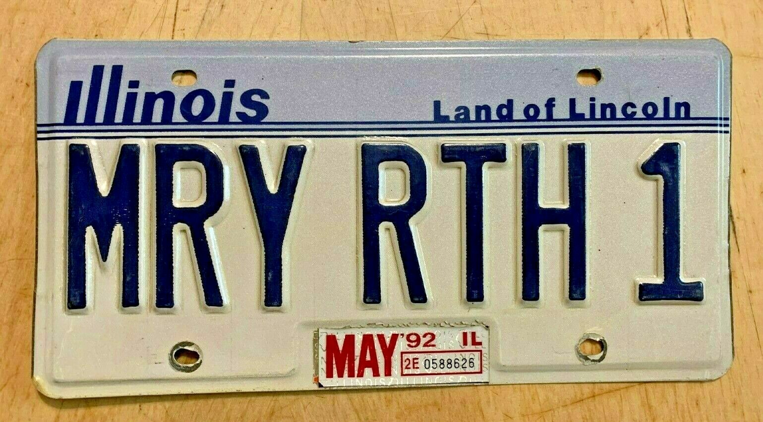ILLINOIS VANITY LICENSE PLATE " MRY RTH " IL MARY RUTH MAURY | eBay