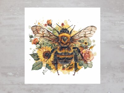 Floral Sunflower Honey Bee Quilt Fabric Panel Craft Sewing Fabric Block ...