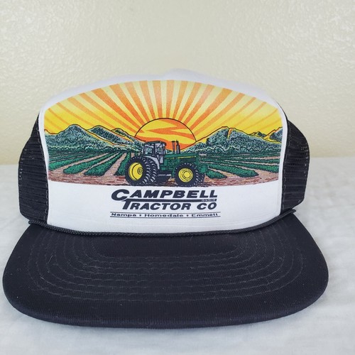 Vintage Campbell Tractor Company Trucker Mesh Snapback Cap Hat Black ...