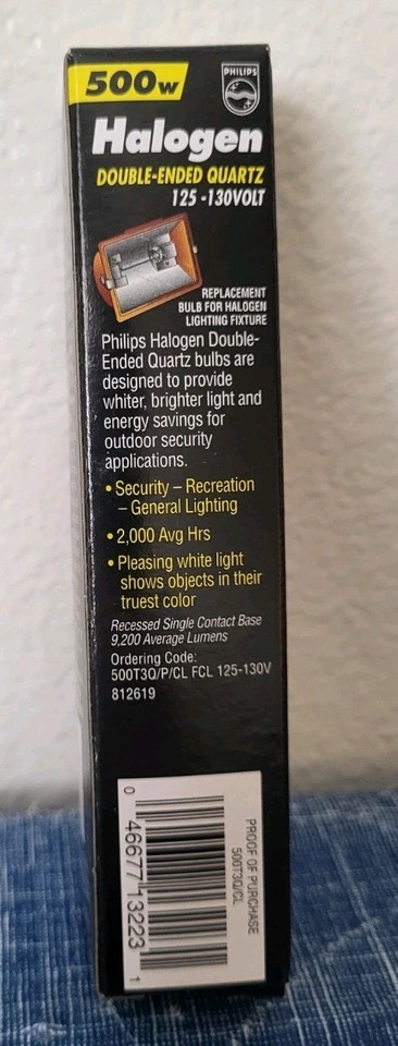 Philips • 500T3Q/CL • 500W • 125-130V • Double Ended Quartz • Halogen ...