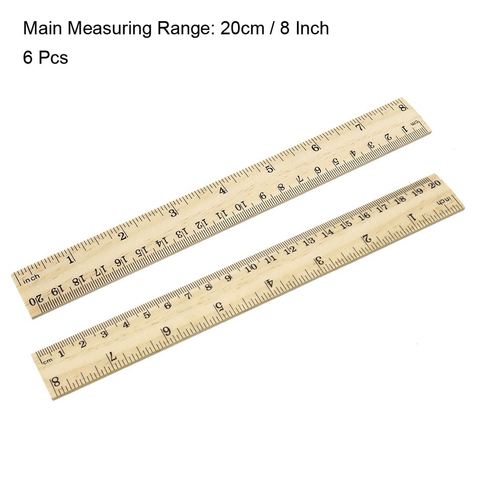 Wood Ruler 20cm 8 Inch 2 Scale Office Rulers Wooden Measuring Ruler ...
