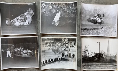 Vintage Lot 1950s 60s Big Race Car Crash Action PHOTOS Sprint Dirt ...