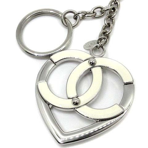 Chanel Coco Heart Keychain Silver/White Women’s Used 13cm Keyring | eBay