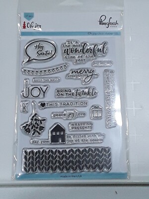 Pink Fresh Oh Joy 17 Stamp Set clear acrylic Christmas sentiments NIP ...