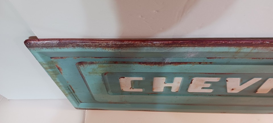 Chevrolet Truck Tailgate Wall Decor Sign Garage Vintage Embossed Rustic ...
