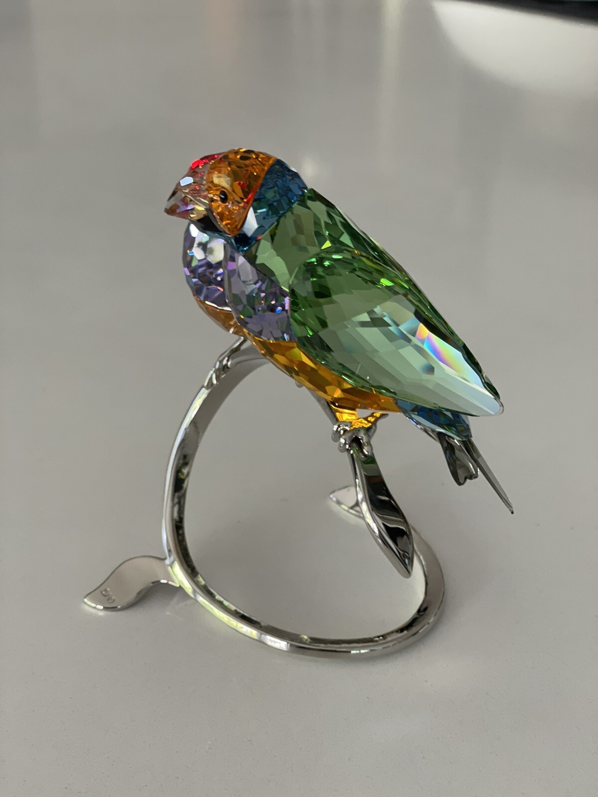 Swarovski Gouldian Finches Peridot Birds Silver Stand Crystal Figurine ...