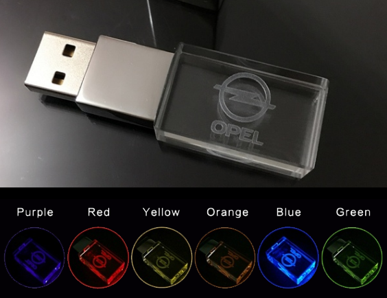 USB Flash Drive 2.0 Metal Stick Car Logo Opel Fan Driver Lover Gift LED ...