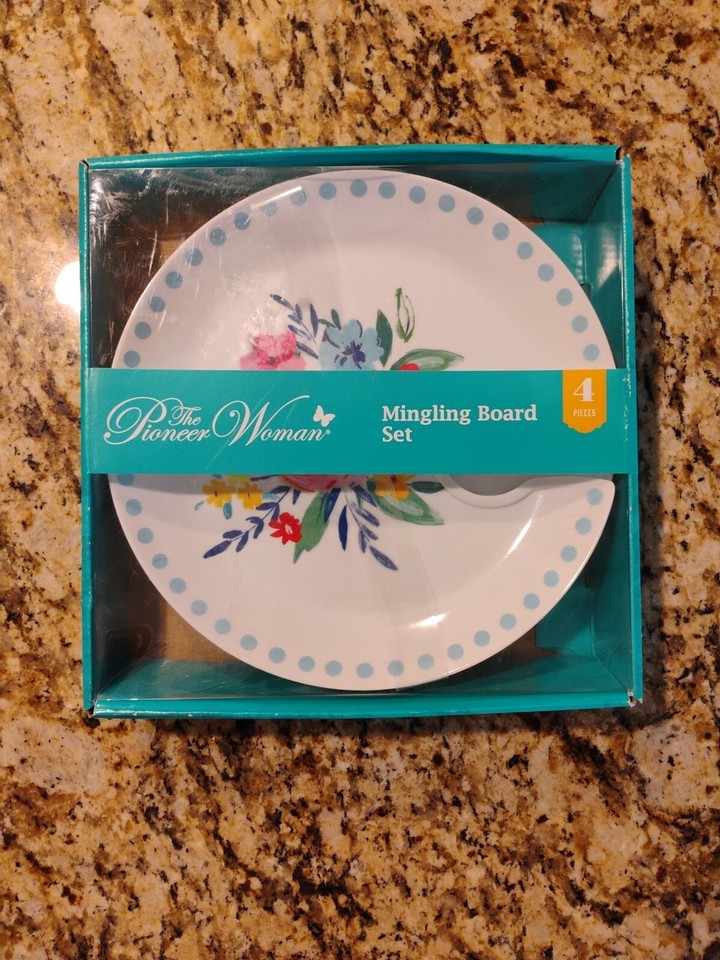 New Pioneer Woman Mingling Party Board Set (4-Appetizer Plates) Holds ...