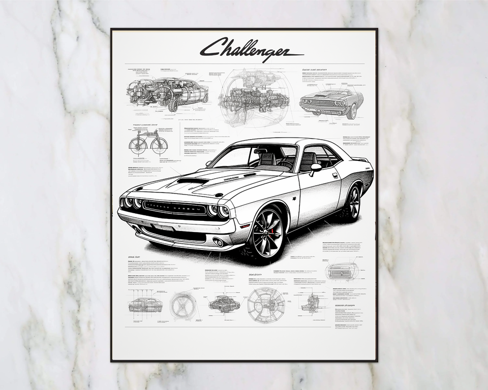 Dodge Challenger Poster- Dodge Challenger Patent Print, Dodge ...