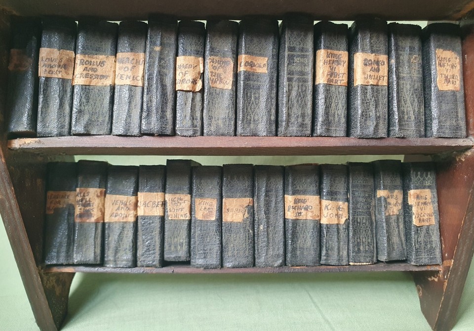 Collection of miniature Shakespeare Books in Wood Shelf | eBay