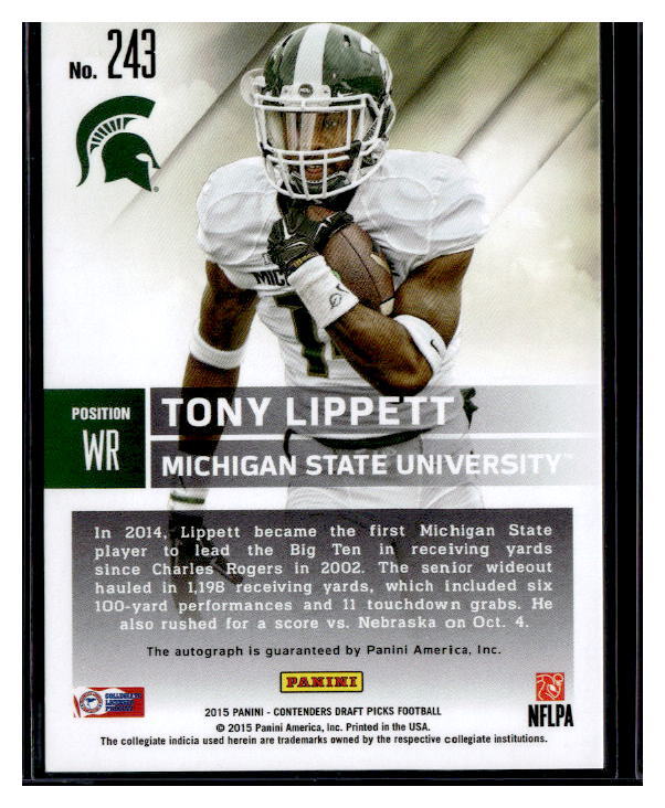 Tony Lippett 2015 Panini Contenders Autograph Michigan State | eBay