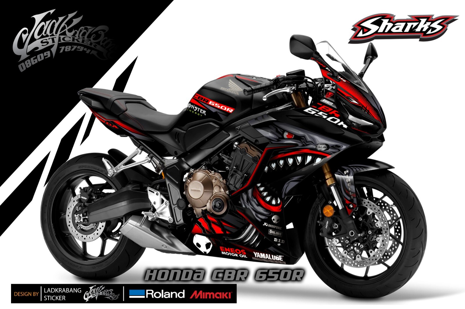 Graphics Decal Kit Wrap Compatible with Honda Cbr 650R 2021 Shark | eBay