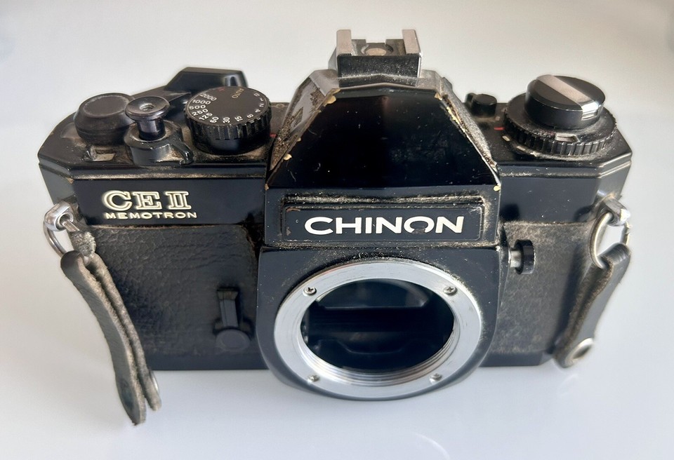 📸 Vintage CHINON CE II MEMOTRON SLR Camera Body Black Japan As-Is ...
