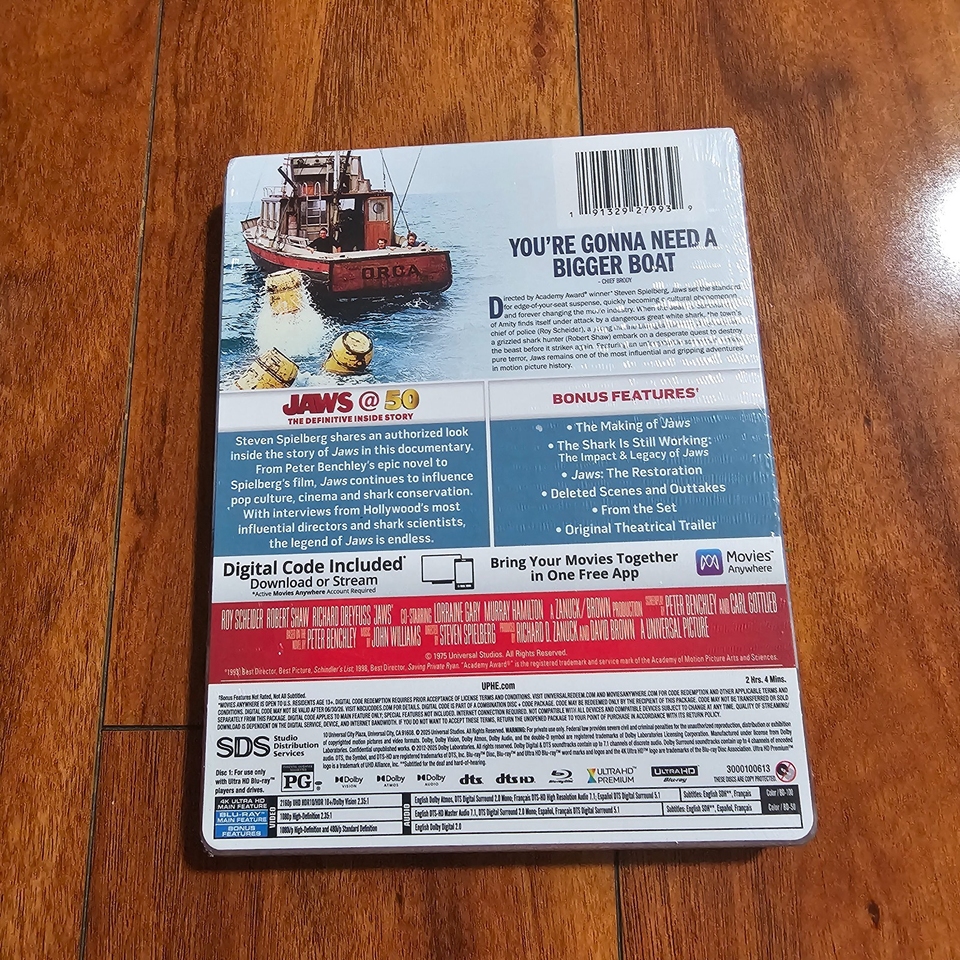 JAWS 50TH ANNIVERSARY STEELBOOK 4K UHD + BLU-RAY + DIGITAL | eBay