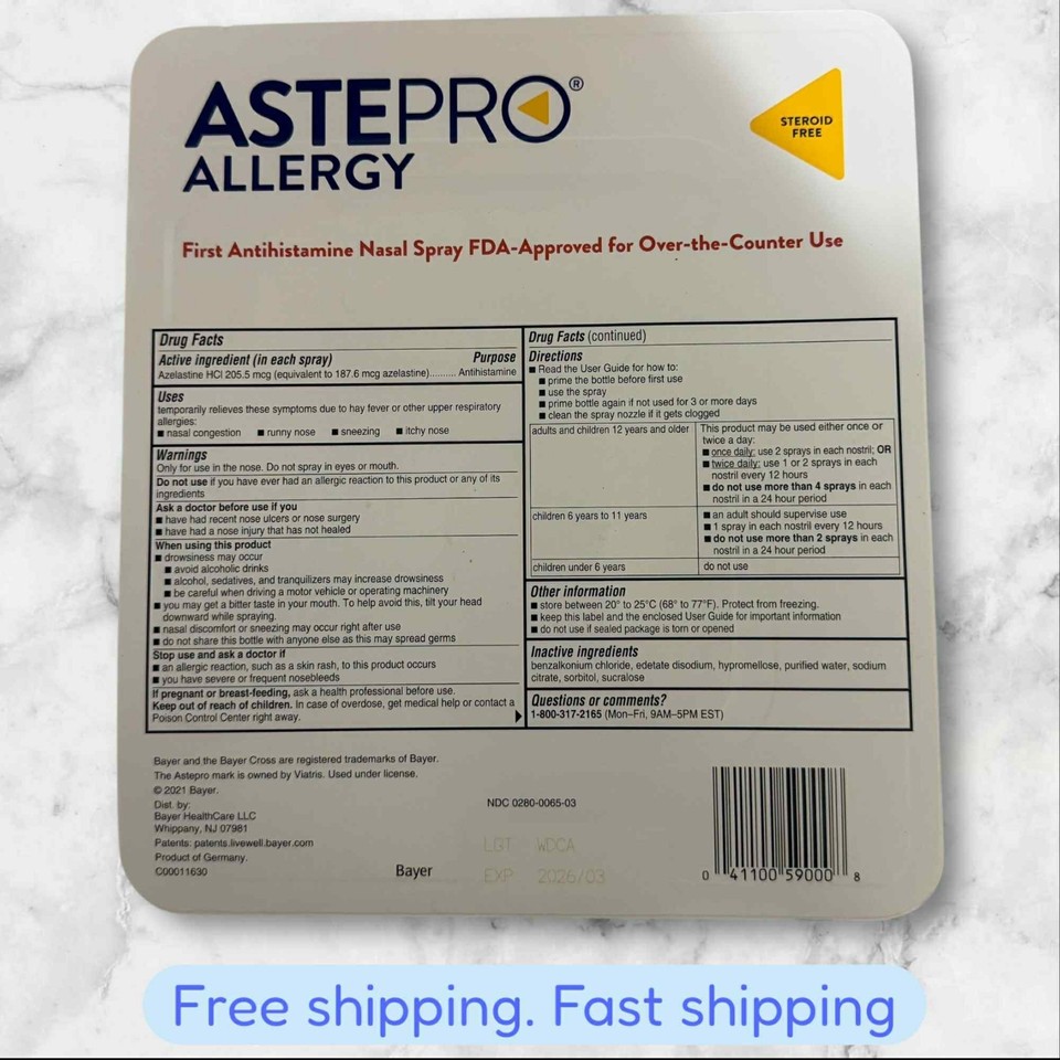 Astepro Allergy Nasal Spray 120 Sprays Each 3 Pack (360 Total) EXP03 ...