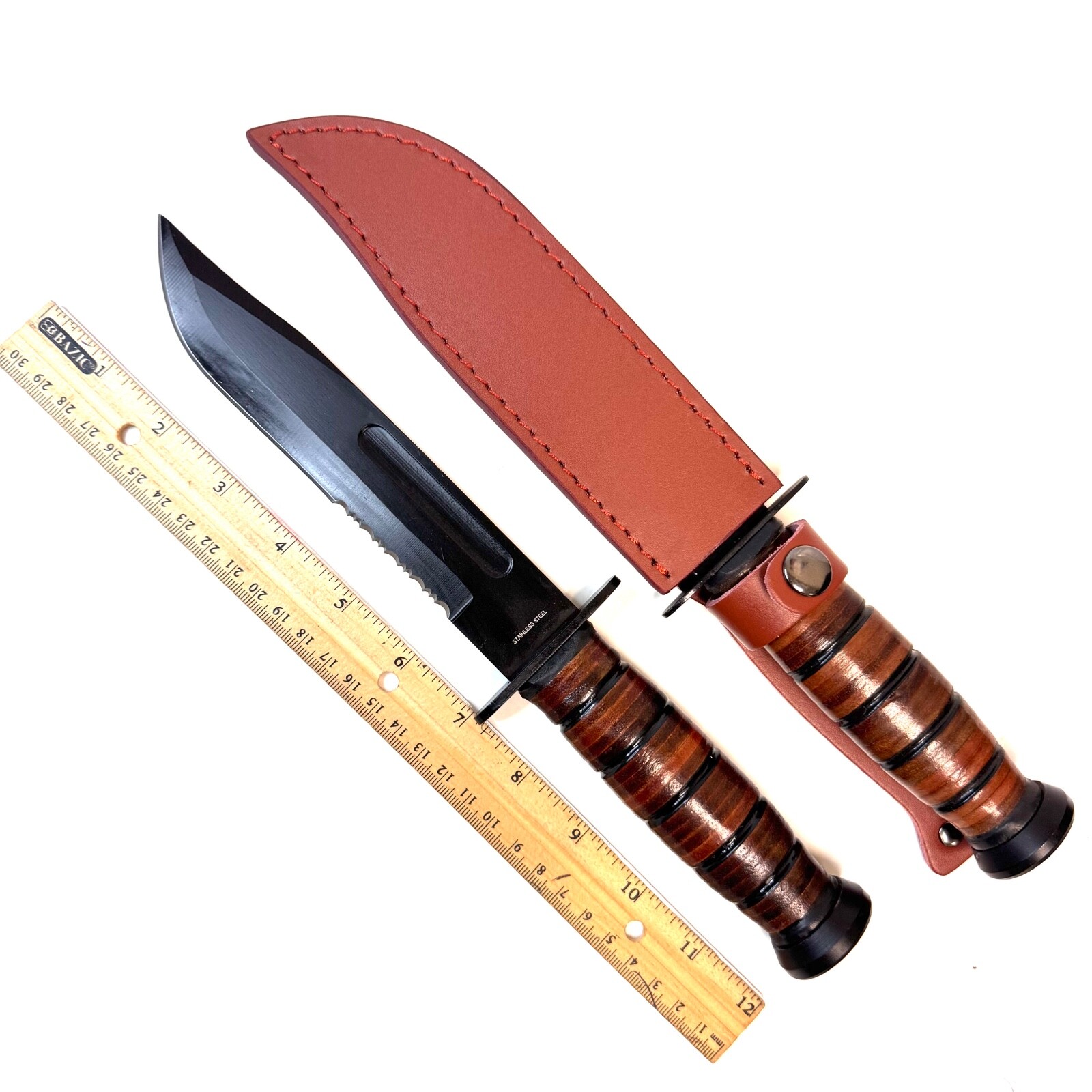 12” Hunting Knife/chef kitchen fruit knife leather handle | eBay