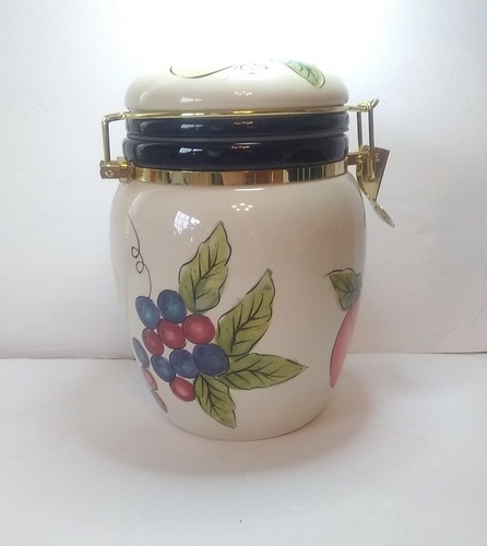 Knots Berry Farms Fruit Design Cookie jar, Canister W/ metal locking ...