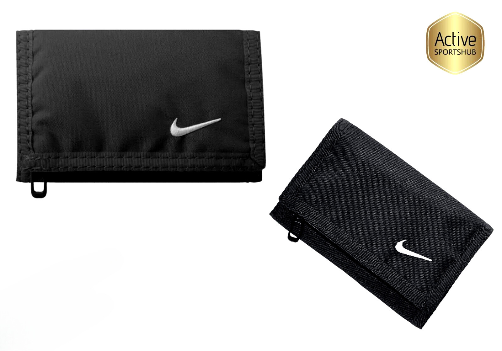 Nike Basic Wallet -Black Unisex DRI-Fit Card Cash Coin Zip Purse Holder ...